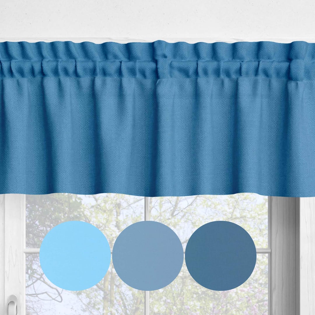 Solid Blue Cotton Valances, Custom Sizes - Etsy