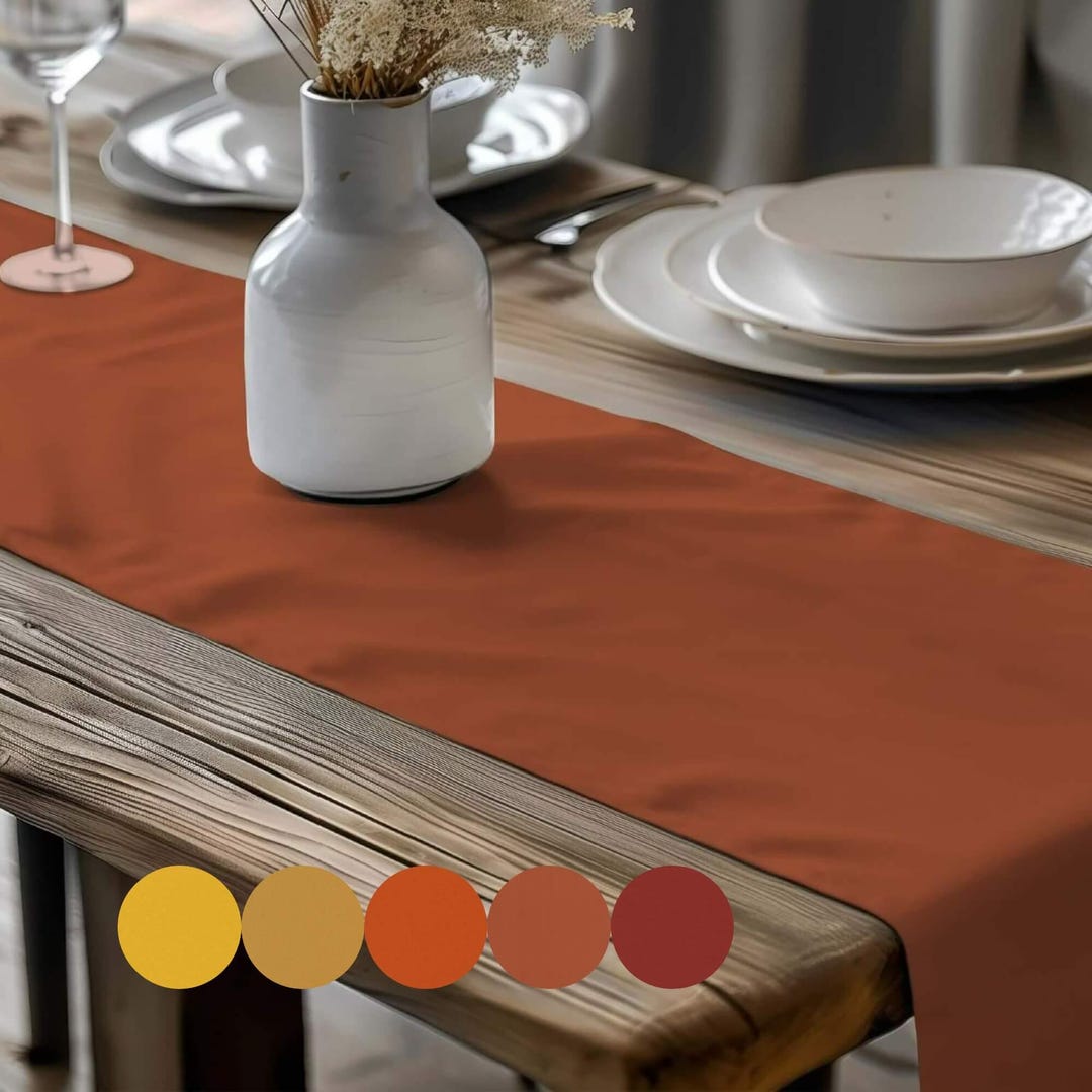 Solid Color Table Runners Mustard Pumpkin Spice Rust Orange Yellow USA ...