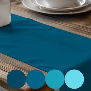 Solid Blue Table Runners and Placemats, 100% Cotton – Pool, Blue Chill ...
