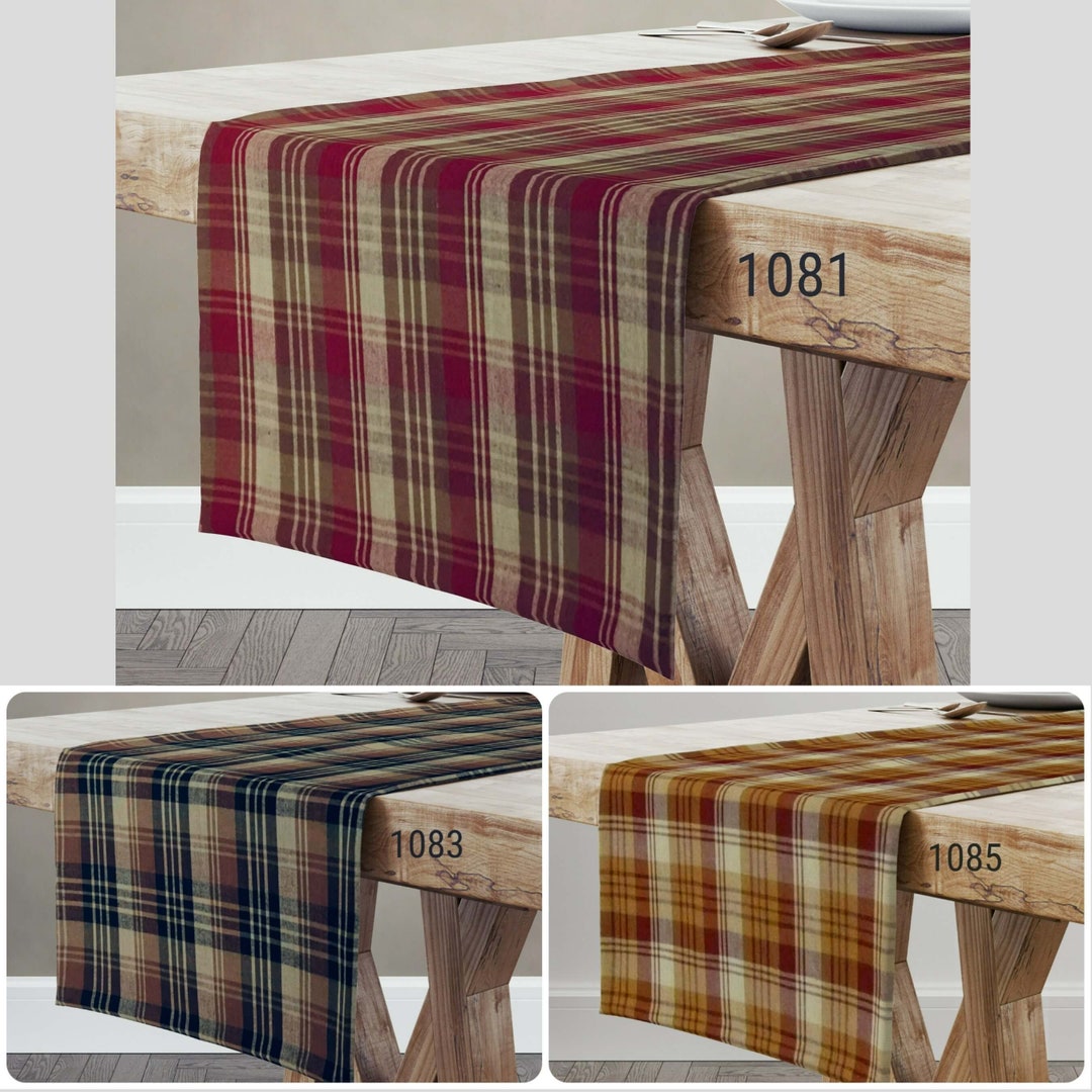 Multi-Plaid Table Runners USA Handmade Rustic Autumn Country Farmhouse Thanksgiving Fall 24 36 ...