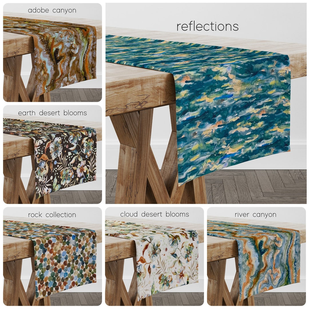 Desert Oasis Table Runners Rustic Southwestern Decor Floral Abstract ...