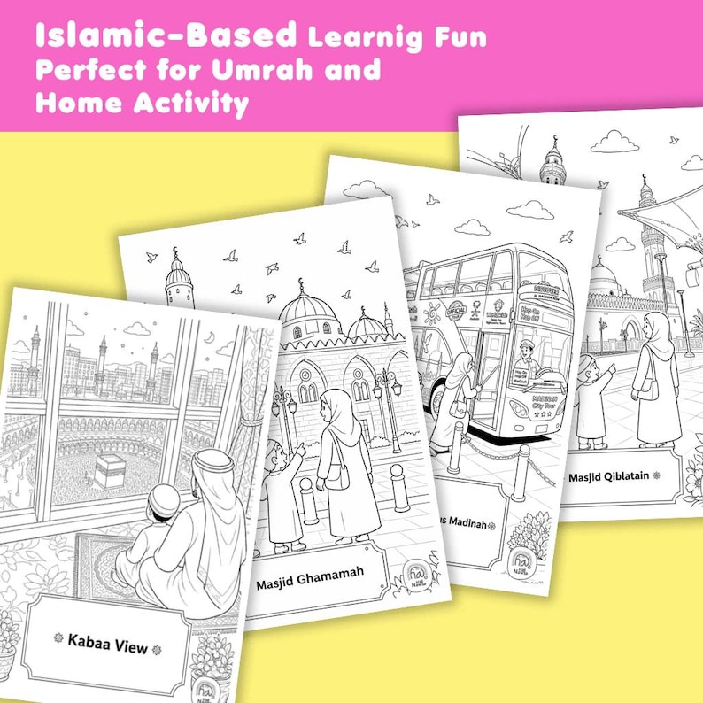 30 Umrah Coloring Pages for Muslim Kids | Islamic Learning Activity ...