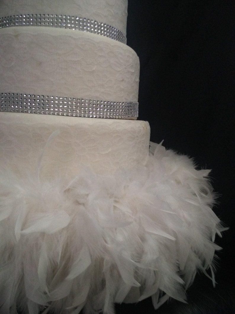 Feather Wedding Cake Stand Riser: Diamante Detail, Custom Colors - Etsy