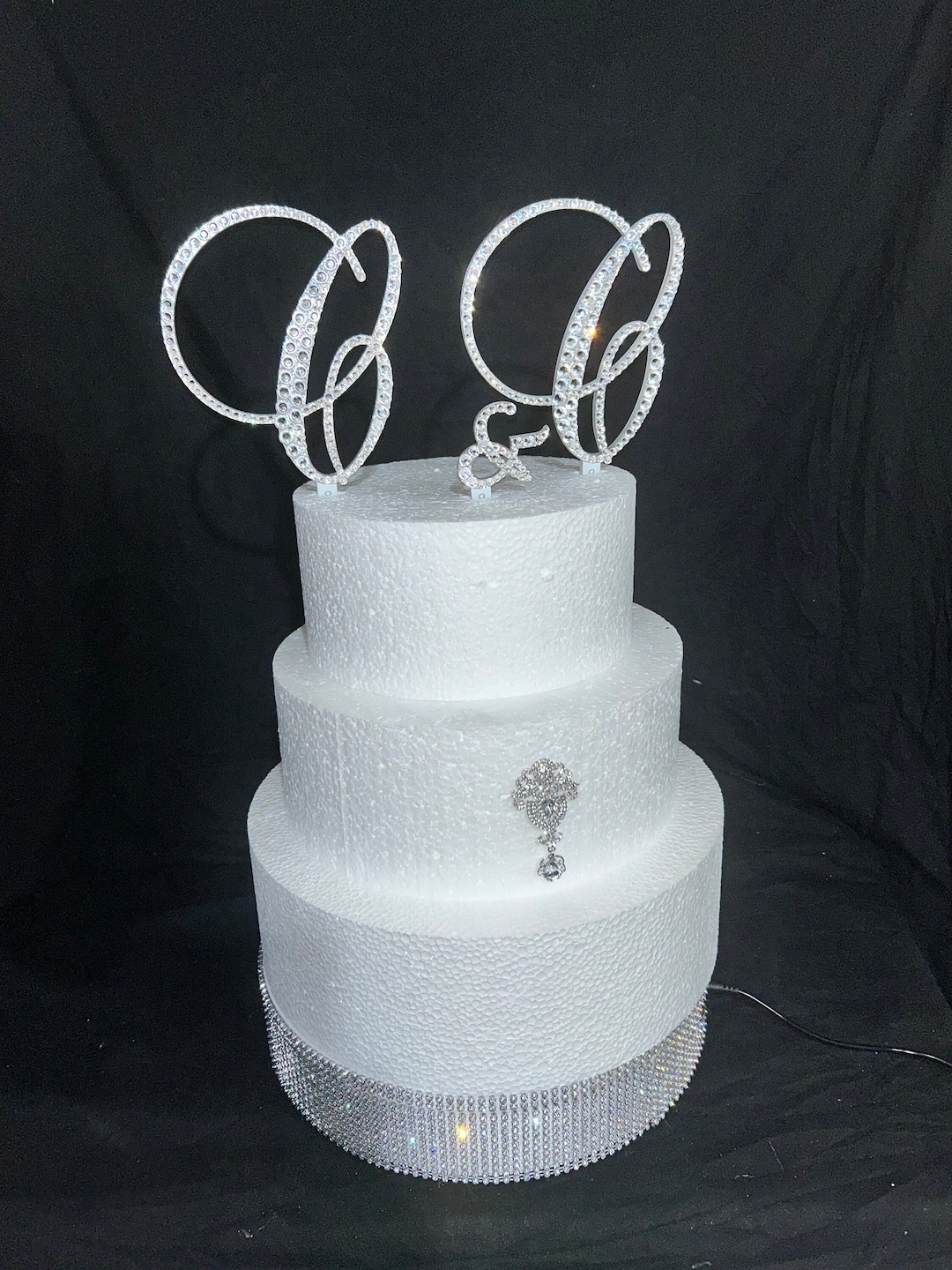Wedding Cake Topper 3 Pcs Set'' Any Letter Monogram Custom Cake Topper ...