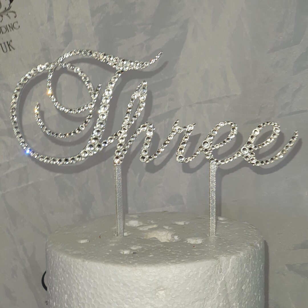 Crystal NUMBER WORD Topper ,swarovski Element Rhinestone Cake Topper ...
