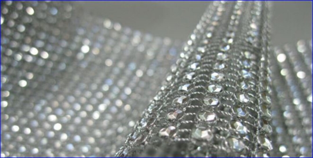 Silver Rhinestone Ribbon Diamond Mesh Diamante Bling - Etsy UK