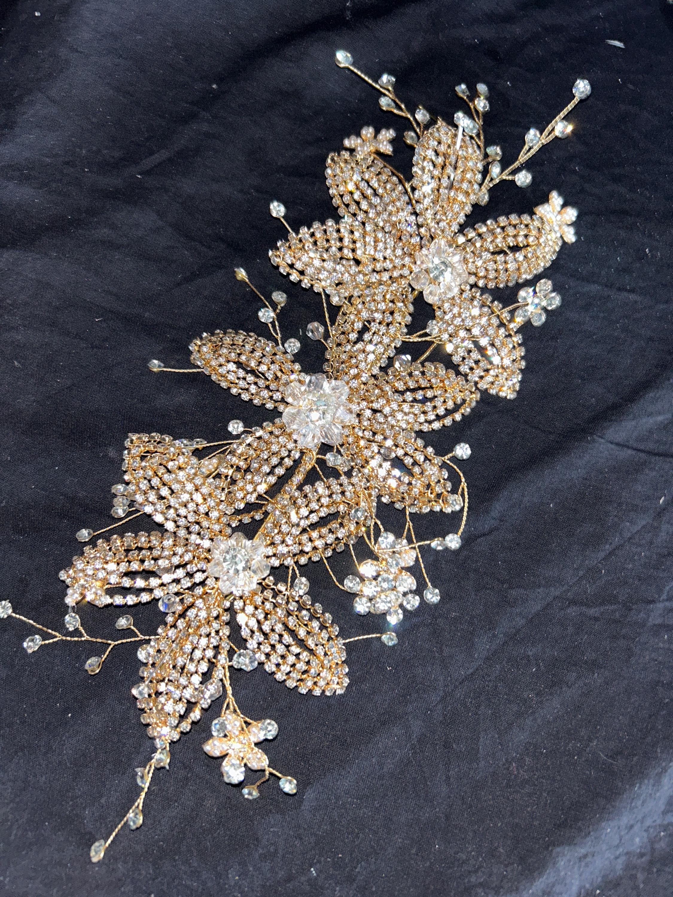 Gold Flower Cake Jewelery Rhinestone Wedding Cake Decoration - Etsy
