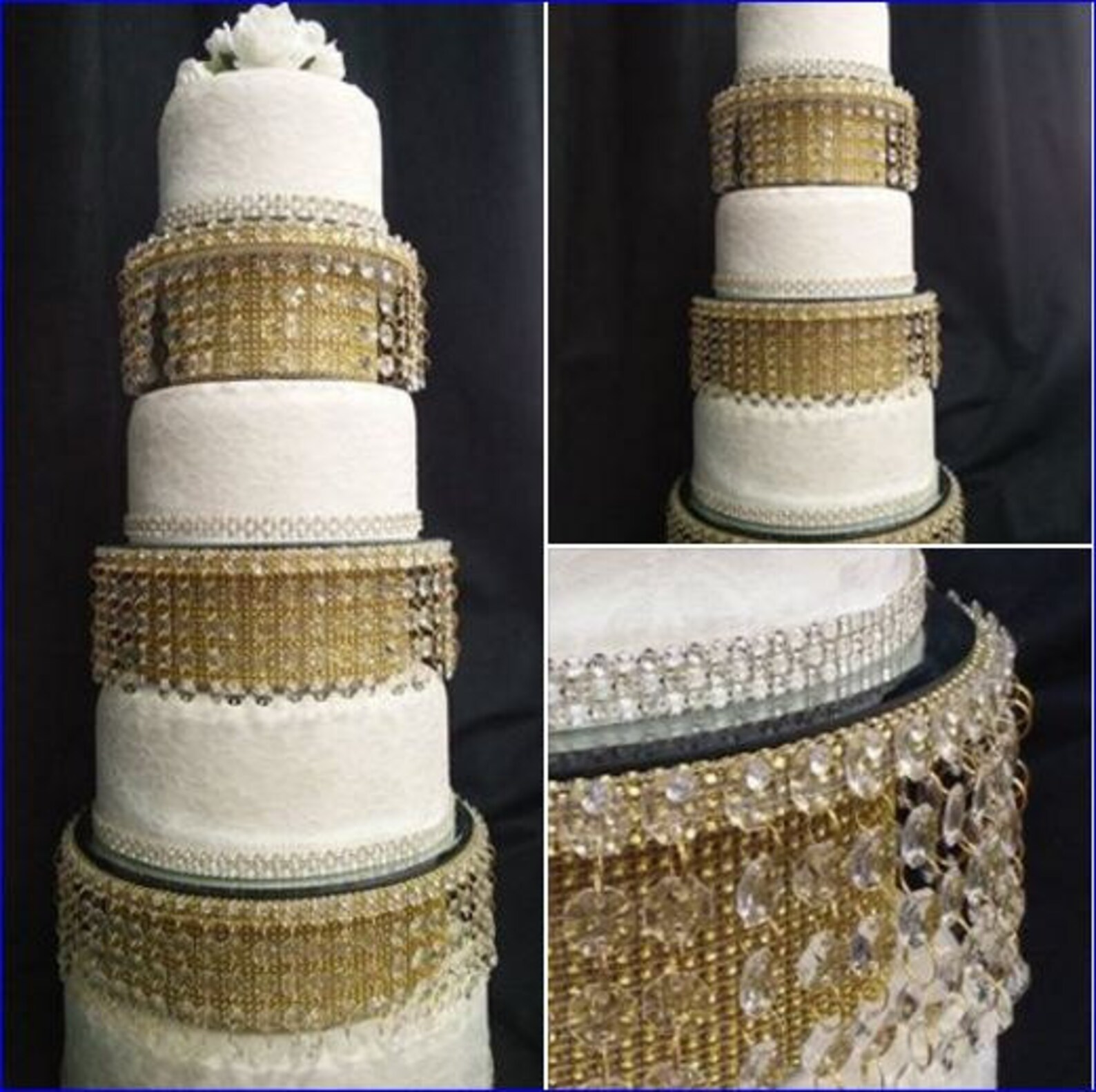 Crystal Effect Wedding Cake Stand: Waterfall Design, Acrylic Mirror Top ...