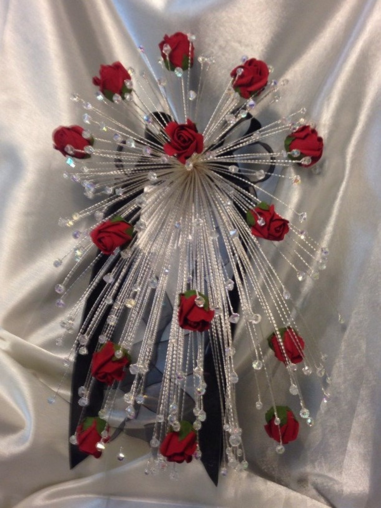 Rose Fall Crystal Cascade Bouquet Wedding Bridal Flowers by - Etsy