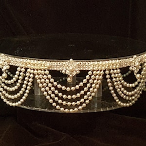 Wedding Cake Stand , Pearl Swags Drape. Rhinestone Cake Stand. by ...