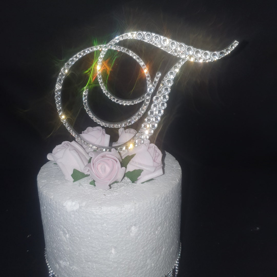 Swarovski Crystal Elements Wedding Cake Topper 4'' in Any Letter ...