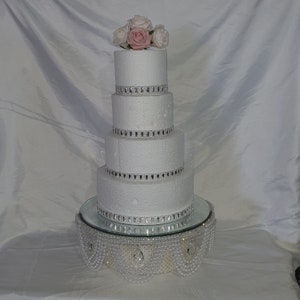 Pearl and Crystal Droplet Cake Stand, Wedding Cake Stand, Round or ...