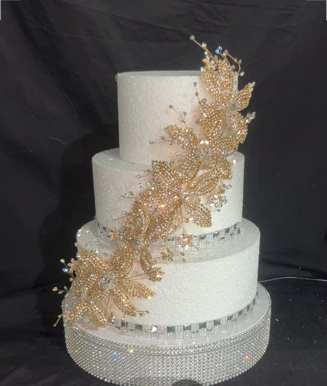 Gold Flower Cake Jewelry: Rhinestone Wedding Cake Decoration - Etsy