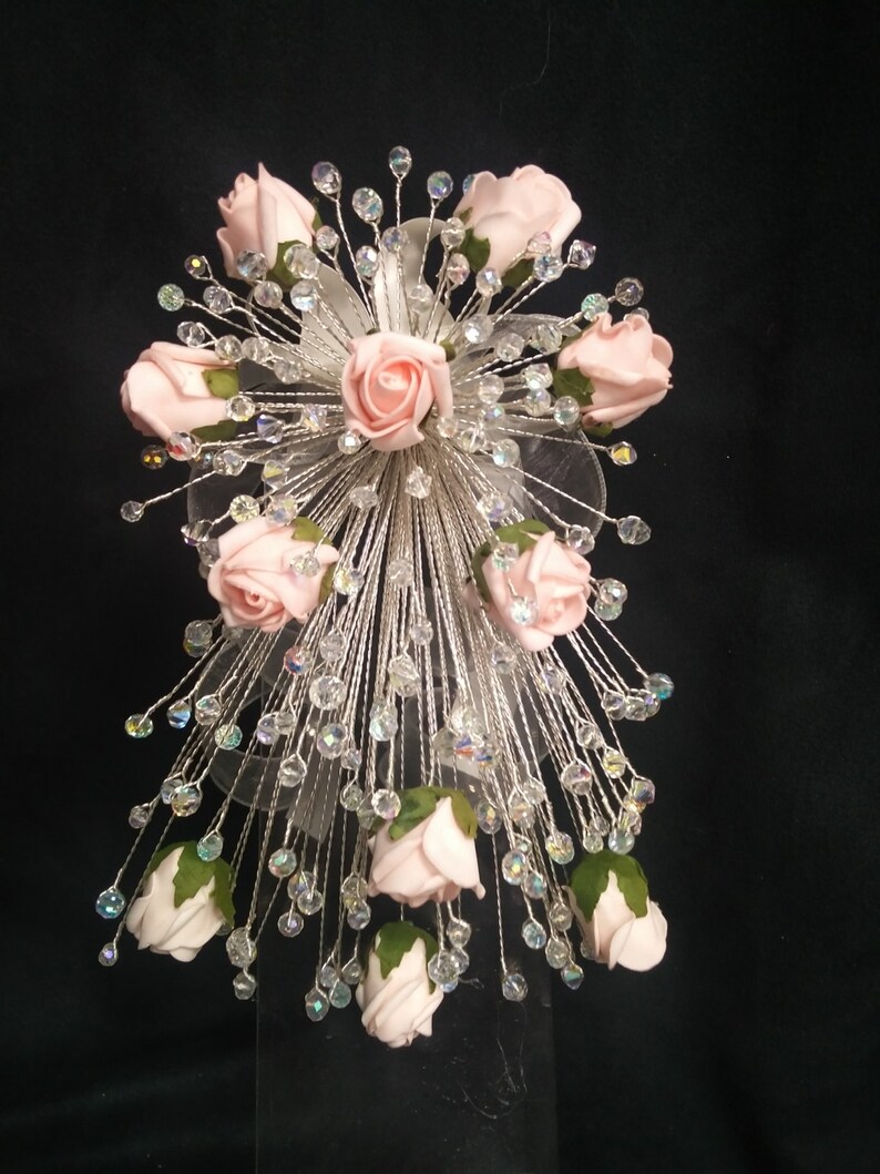 Rose fall Crystal cascade bouquet Wedding bridal flowers | Etsy