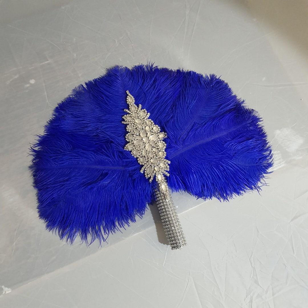 Royal Blue Feather Fan Bouquet, Great Gatsby Wedding Style 1920's Any ...
