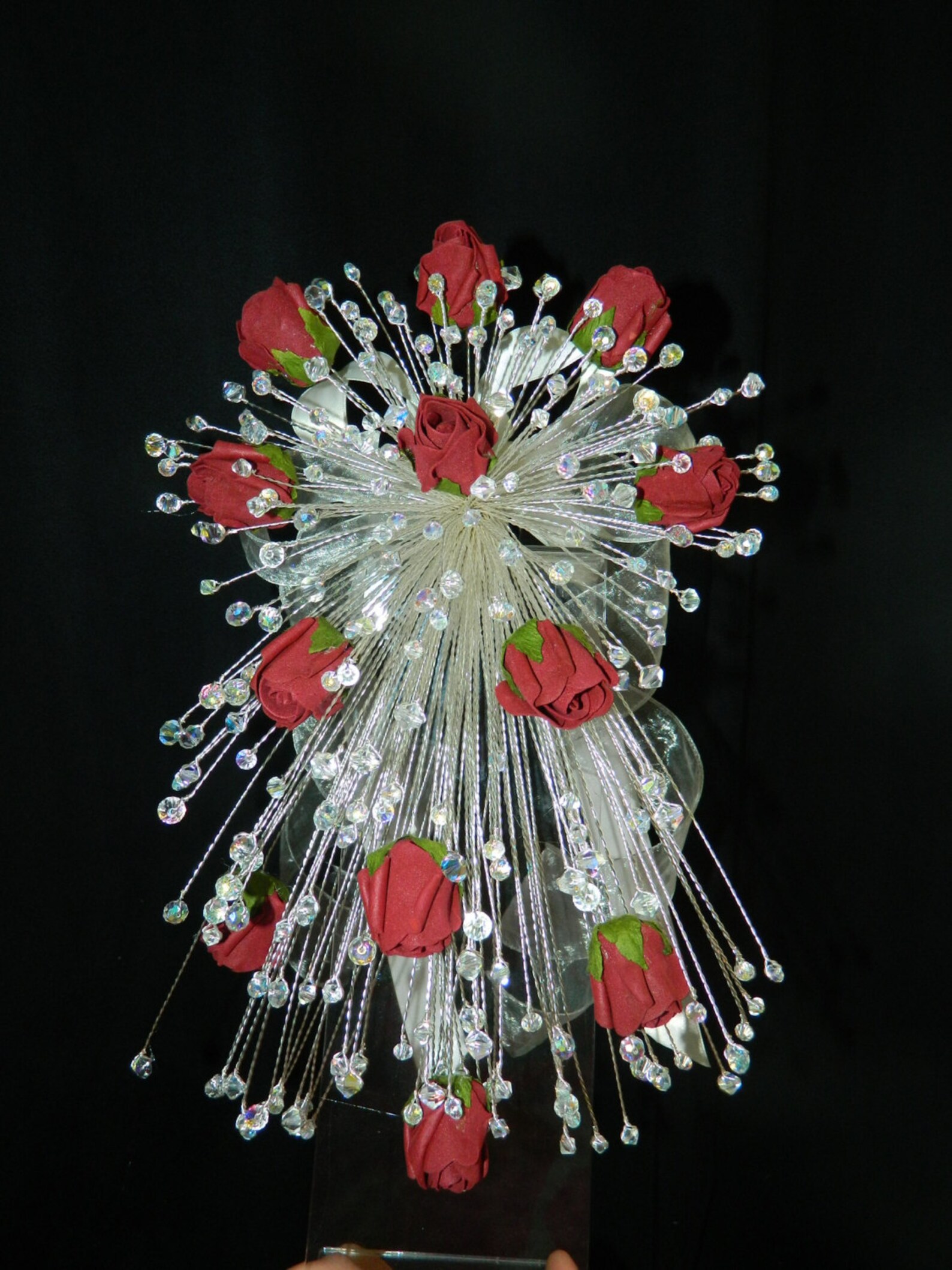Rose Fall Crystal Cascade Bouquet Wedding Bridal Flowers by - Etsy UK