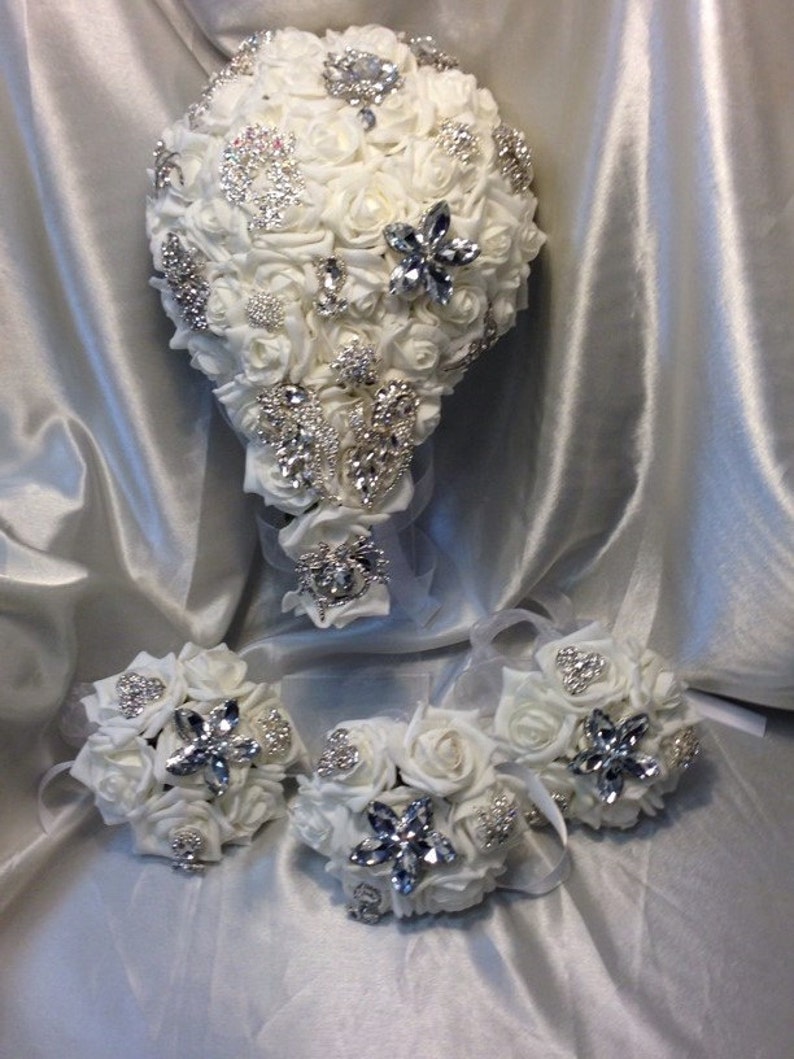 Rose & Brooch Bouquet Bridesmaid Brooch Bouquet Buttonholes - Etsy