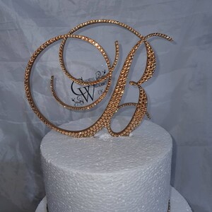 Gold Crystal Letter Cake Topper Monogram Linitials Rhinestone Cake ...