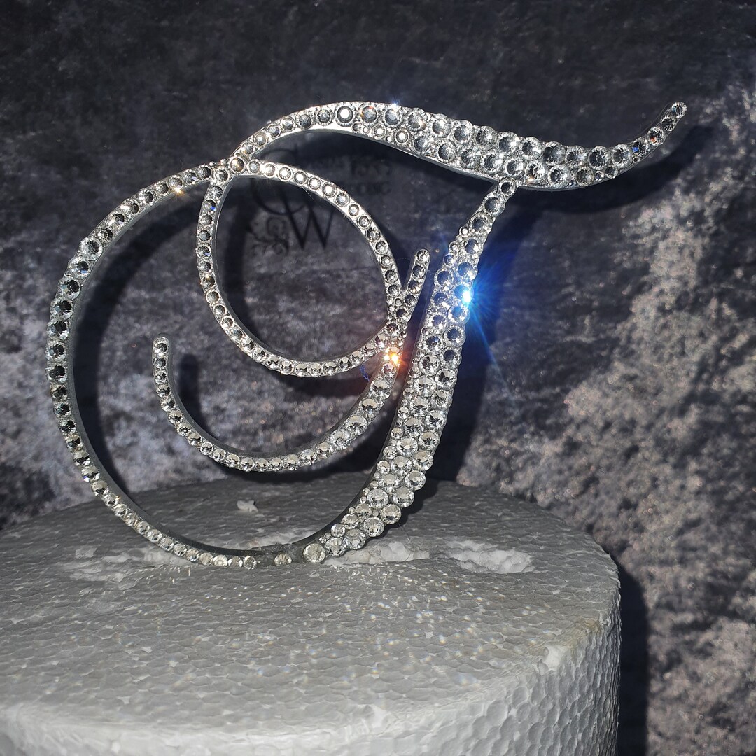 Swarovski Crystal Cake Toppers 4'' [ Any Letter Monogram Custom Cake ...