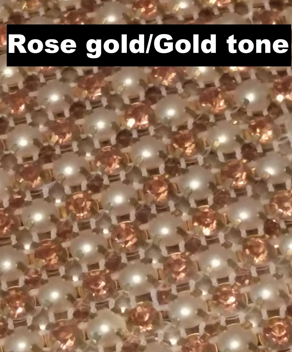 Rhinestone ribbon Rose gold rhinestone & ivory pearl gold | Etsy