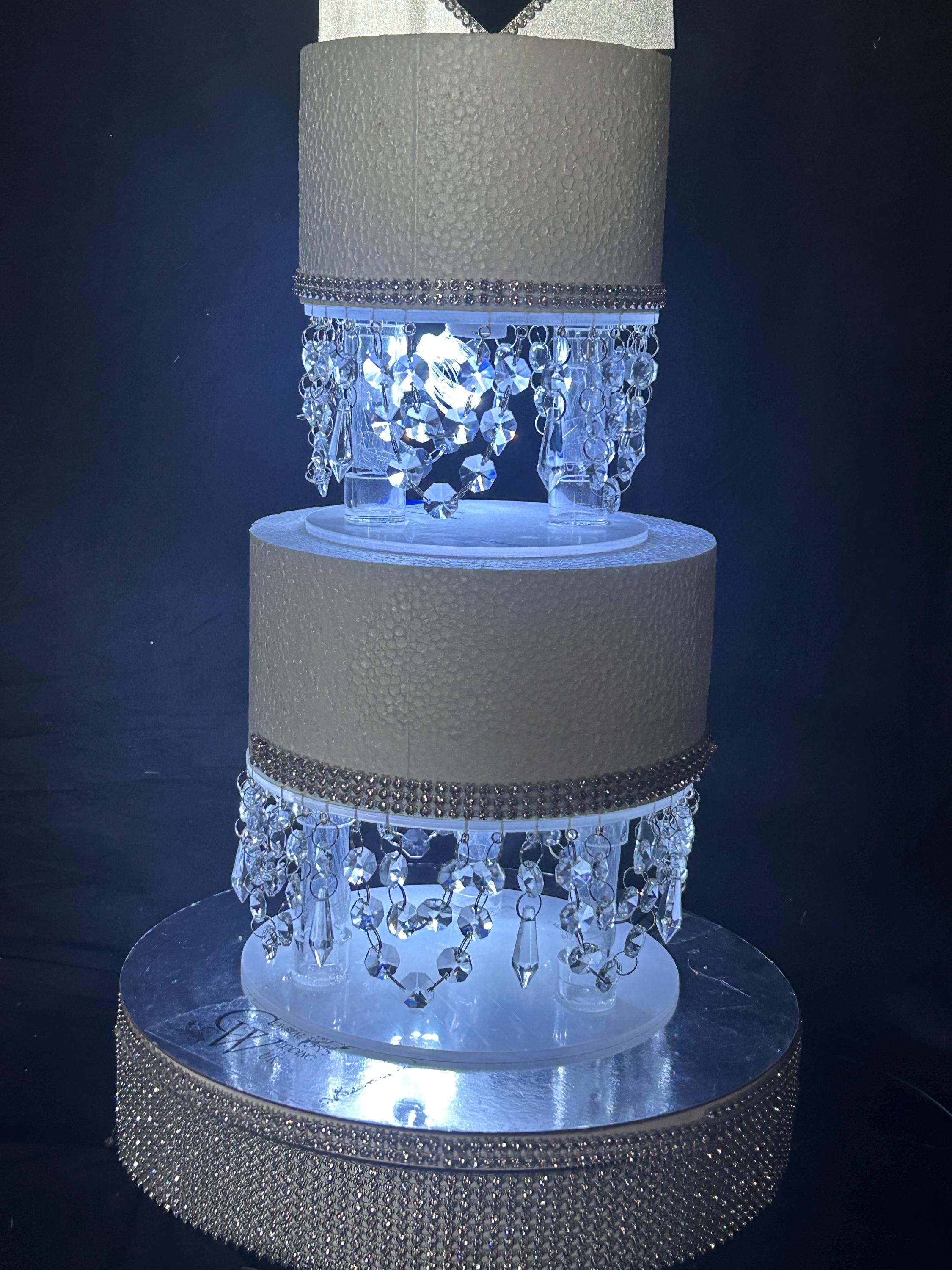 Crystal Chandelier Wedding Cake Separator – LED Tiered Cake Stand, Set ...