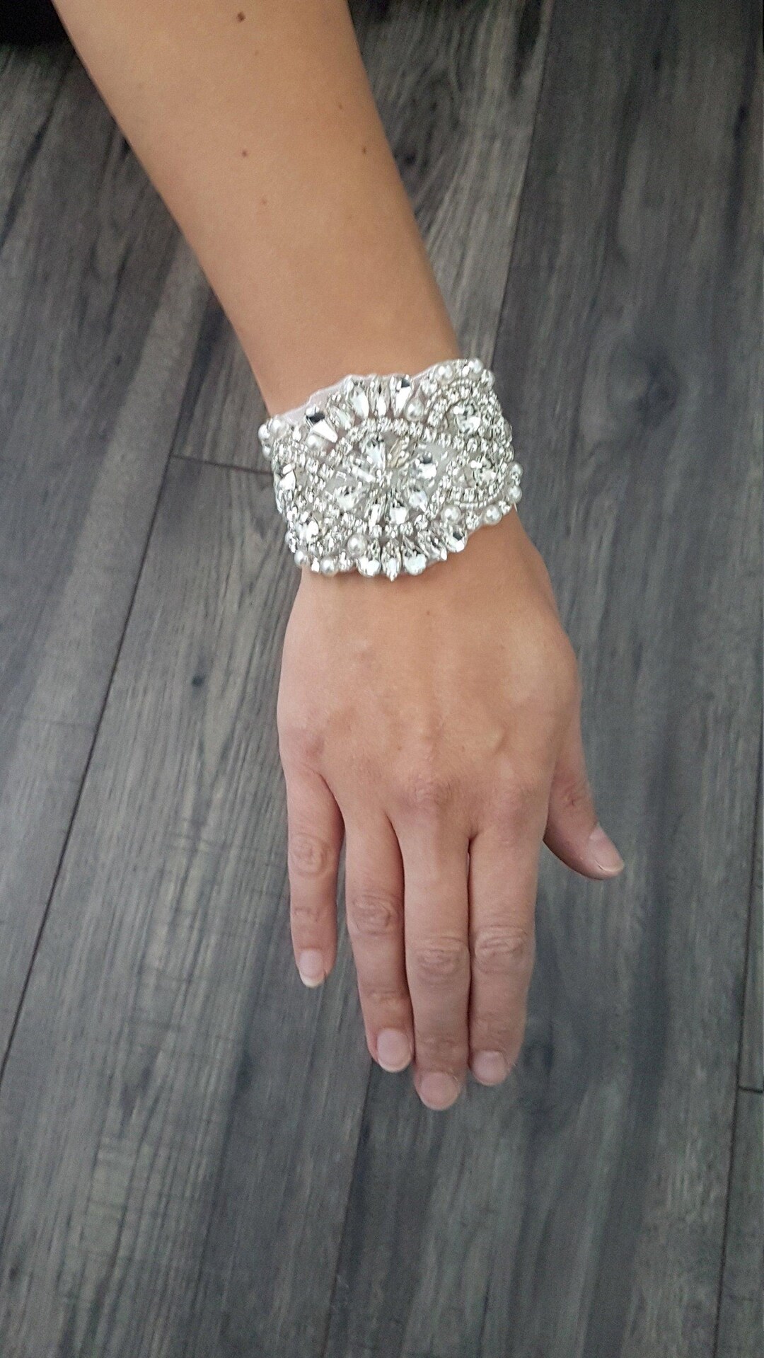 Handmade Crystal Bridal Cuff Bracelet: Vintage Art Deco Wedding Jewelry ...