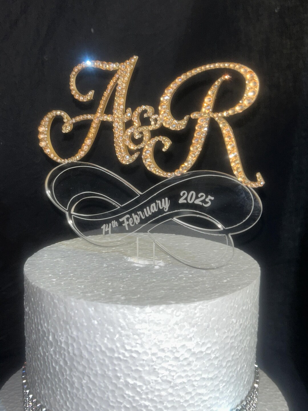 Gold Wedding Cake Topper Infinity Topper Swarovski Crystal Elements ...
