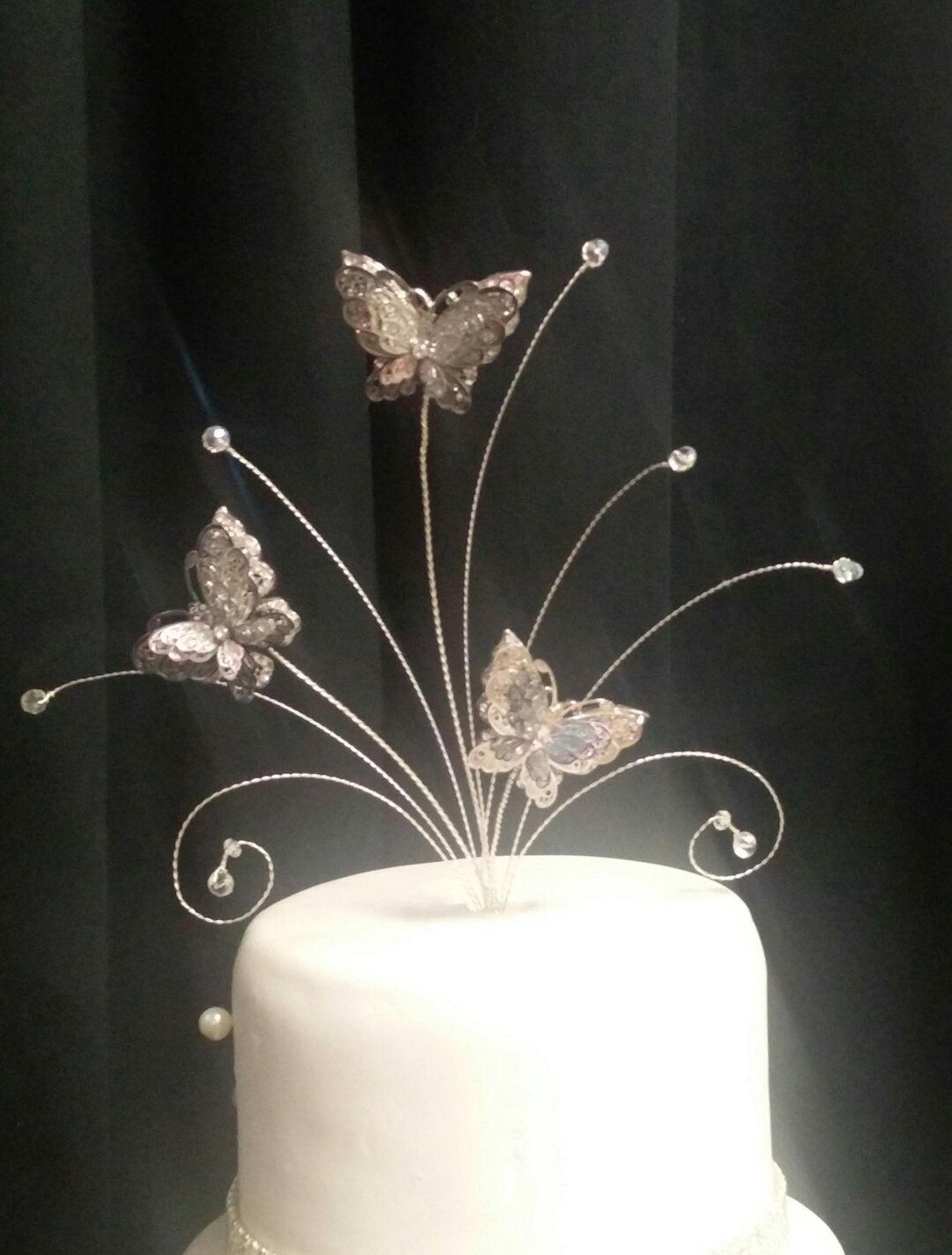 3d Silver Metal Butterfly Cake Topper Set by Crystal Wedding Uk - Etsy UK