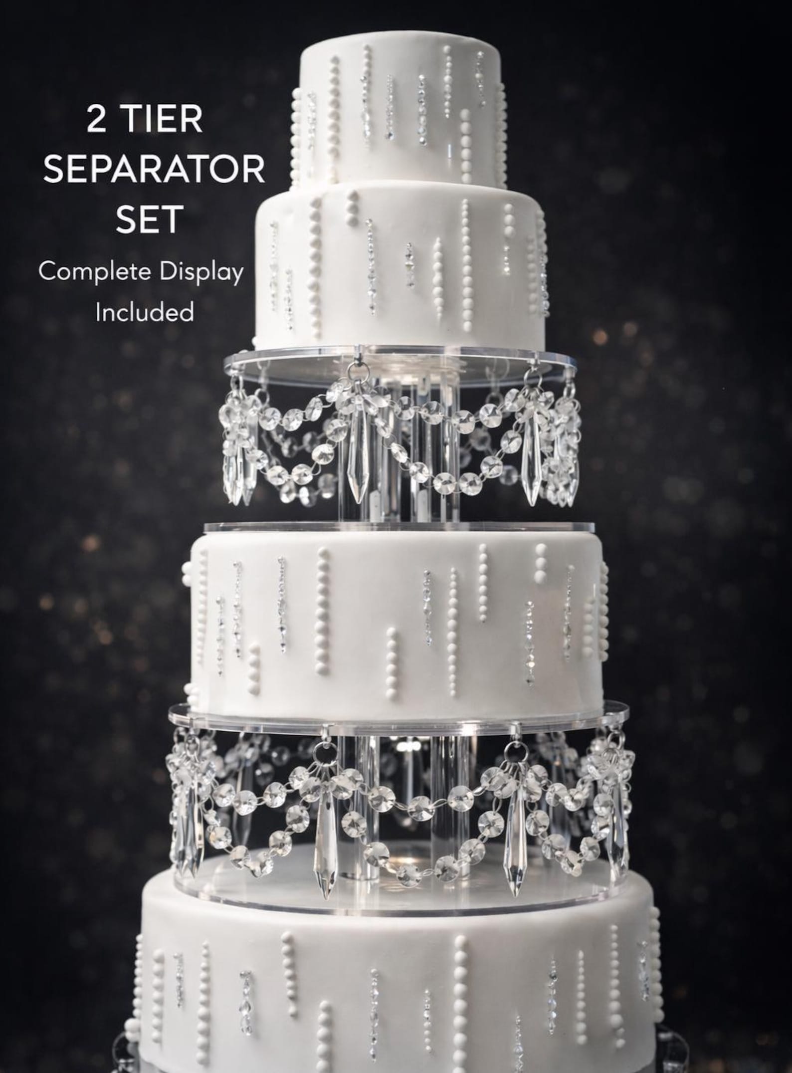 Crystal Chandelier Wedding Cake Separator – LED Tiered Cake Stand, Set ...