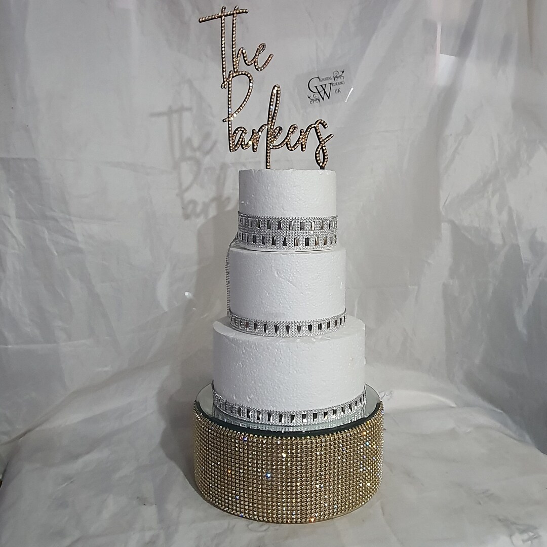 Gold Crystal Wedding Cake Stand, Rhinestone Cake Base Rhinestone ...