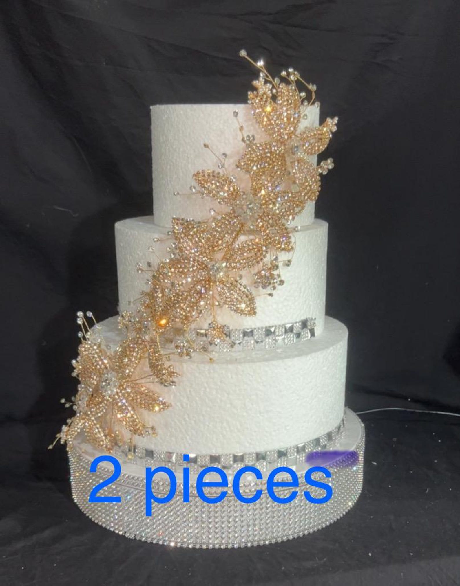 Gold Flower Cake Jewelery Rhinestone Wedding Cake Decoration - Etsy