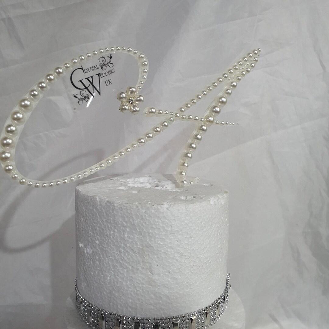 Pearl Cake Topper. Monogram Linitials. Pearl Cake Decor, Wedding Cake ...