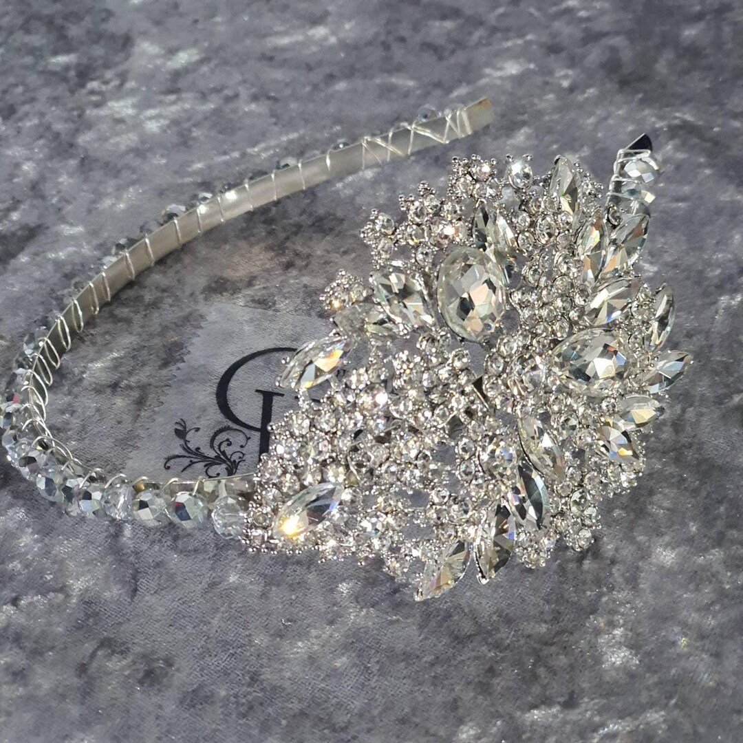 Vintage Inspired Crystal Side Tiara: Silver, Gold, or Rose Gold - Etsy UK