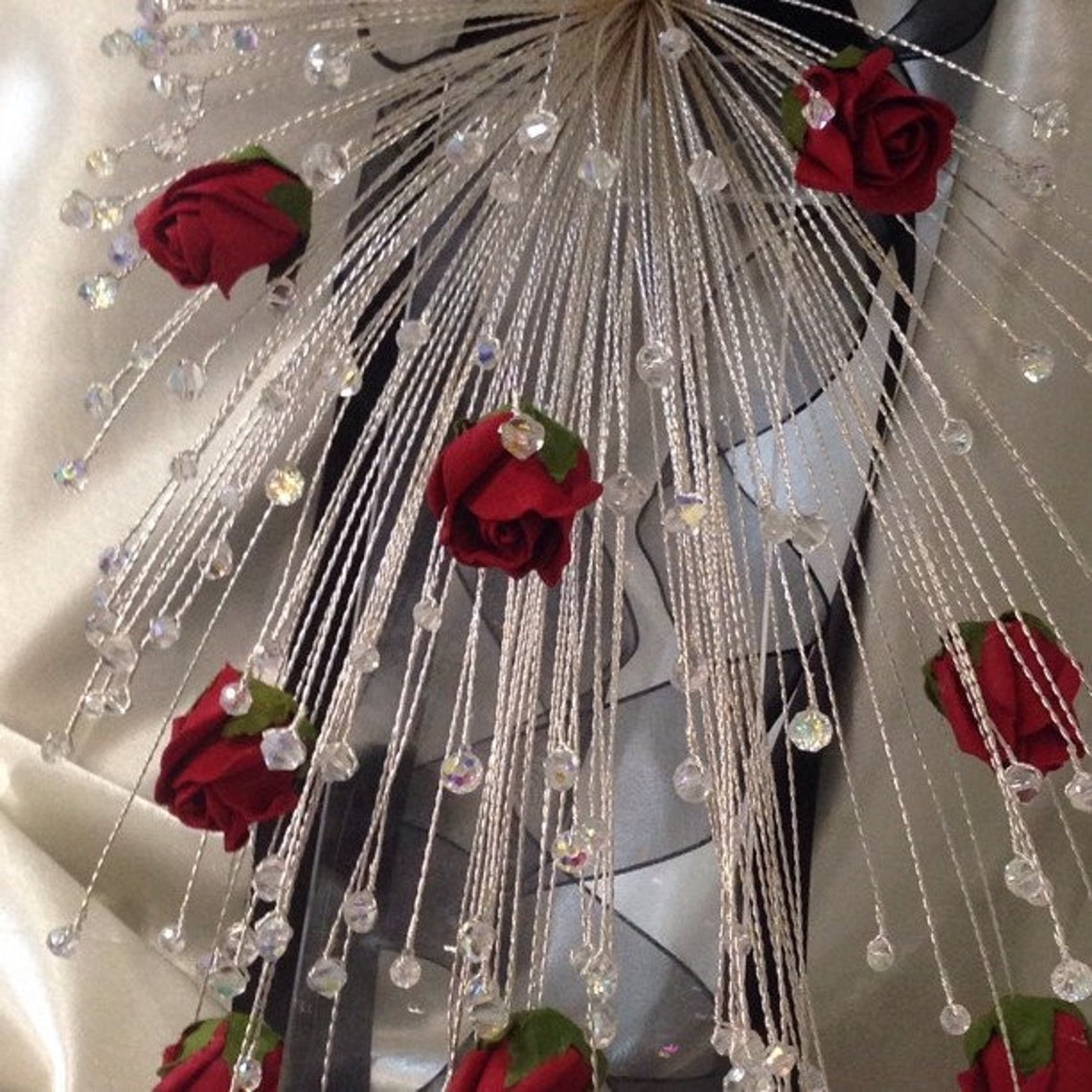 Rose Fall Crystal Cascade Bouquet Wedding Bridal Flowers by - Etsy