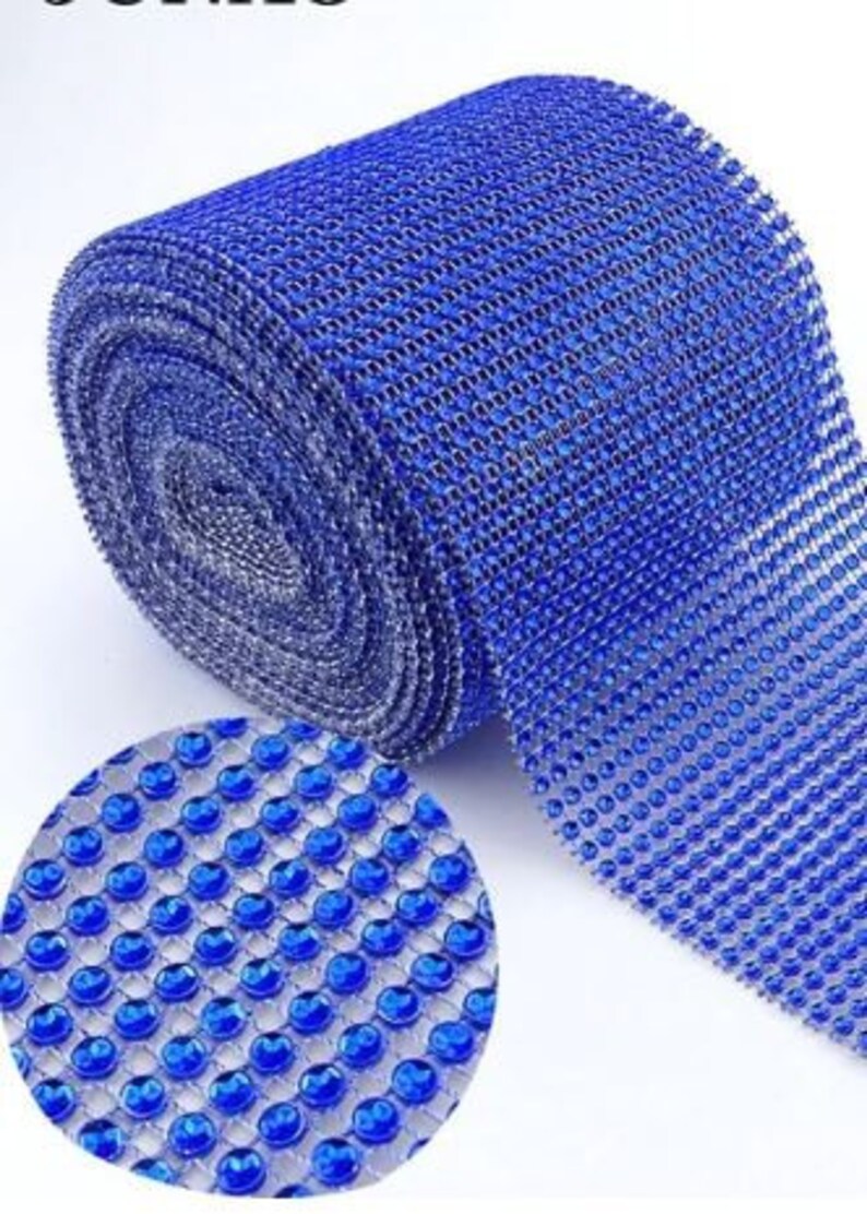 ROYAL BLUE Rhinestone Ribbon Diamond Mesh Diamante Bling - Etsy UK