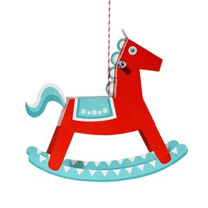 Rocking Horse Paper Toy Christmas Edition DIY Paper Craft - Etsy Israel