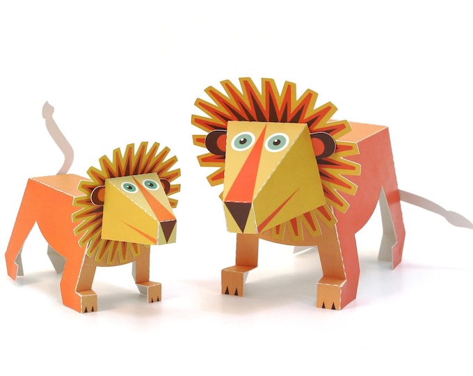 Lion, Papercraft, 3D Paper Model, Animal, Zoo, Paper Craft, Template ...