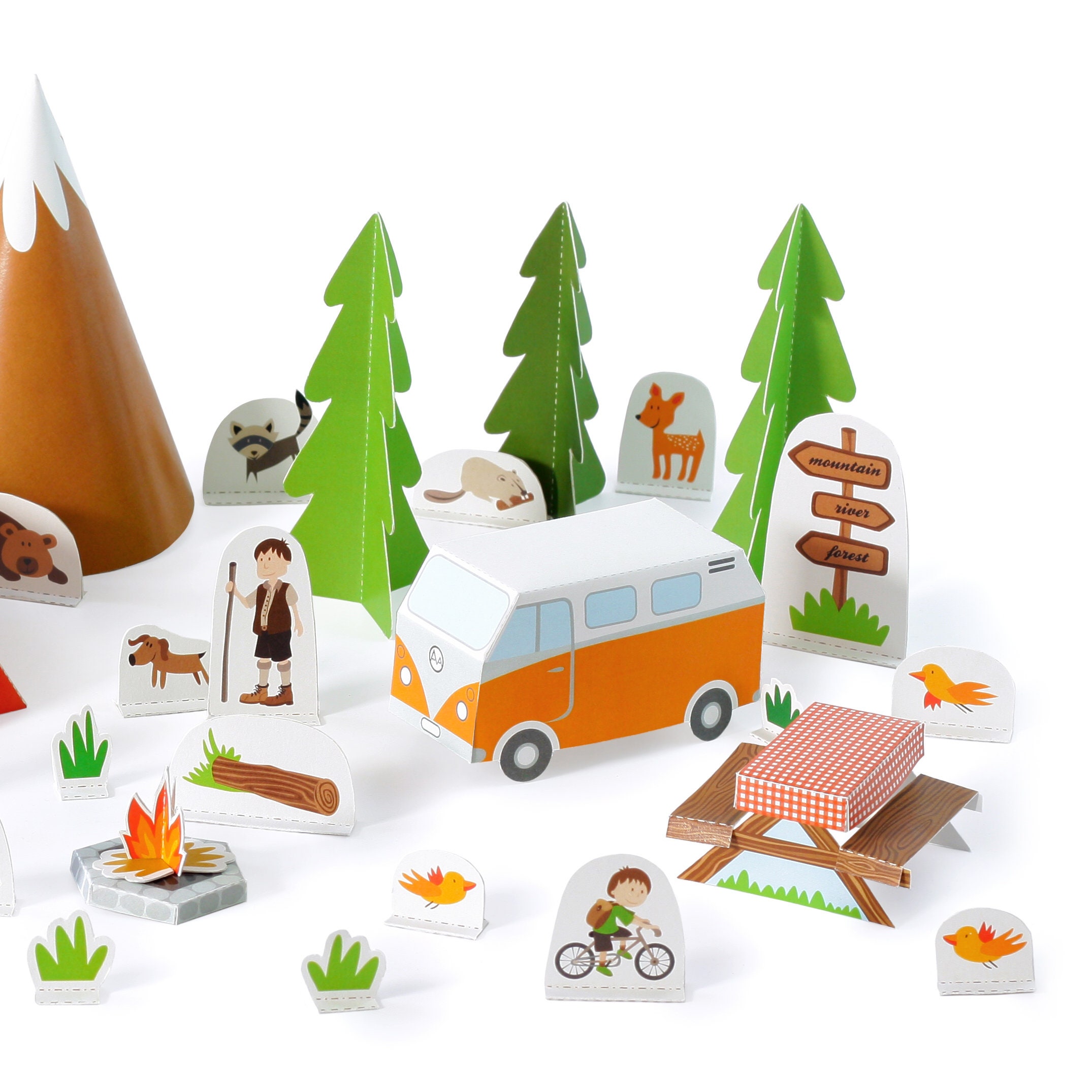 Camping Paper Toy DIY Paper Craft Kit Papercraft Kids - Etsy
