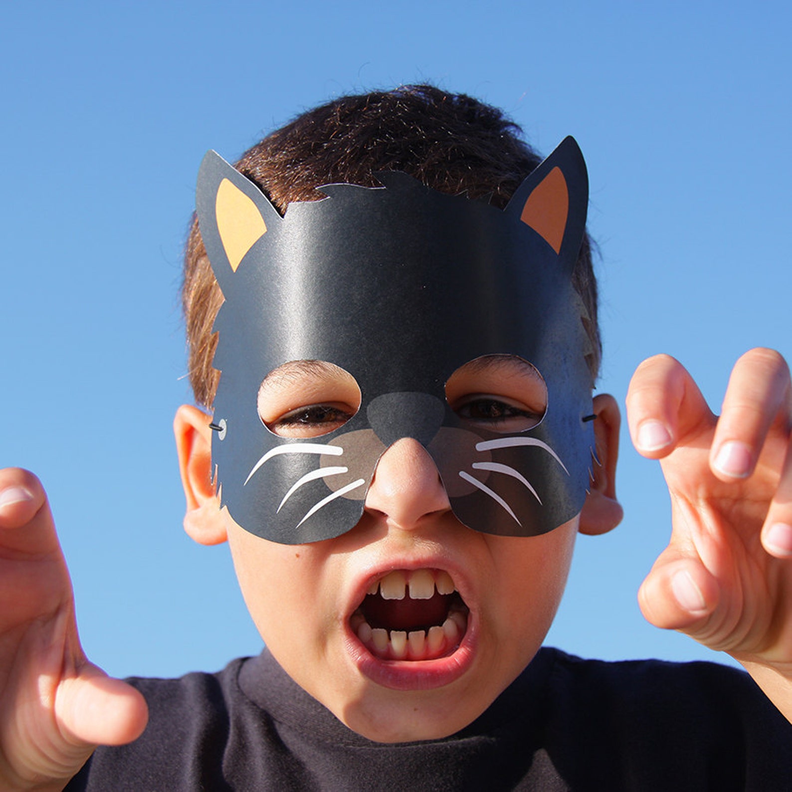 BLACK CAT Paper Mask Kids Halloween Costume Printable Mask - Etsy