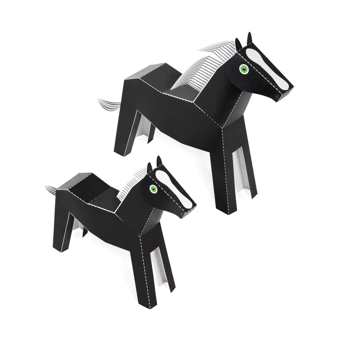 Black Horses Paper Toys DIY Paper Craft Kit 3D Paper Animals - Etsy