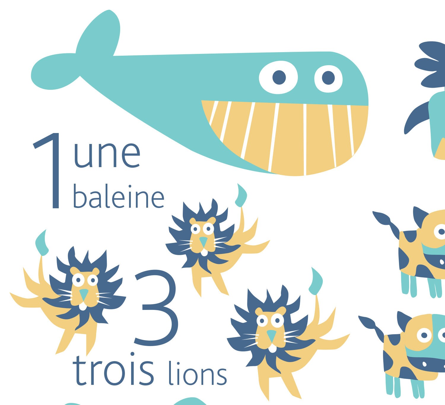 FRENCH Numbers Poster With Animals From 1 to 10 BIG POSTER | Etsy
