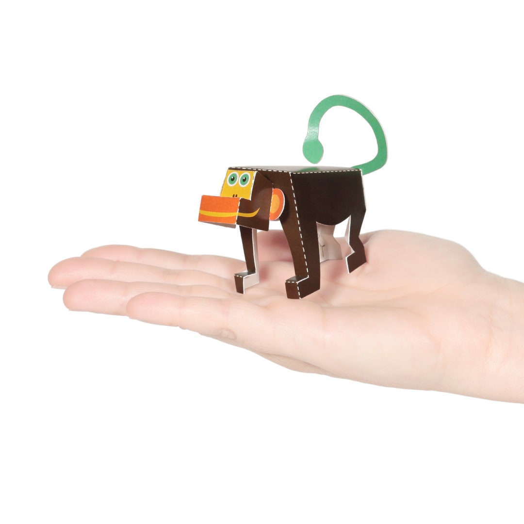 MONKEY Paper Craft Postcard — TO ASSEMBLE - Etsy