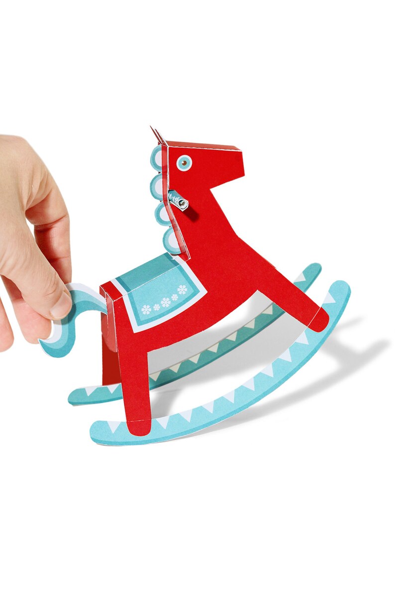 Rocking Horse Paper Toy Christmas Edition DIY Paper Craft - Etsy