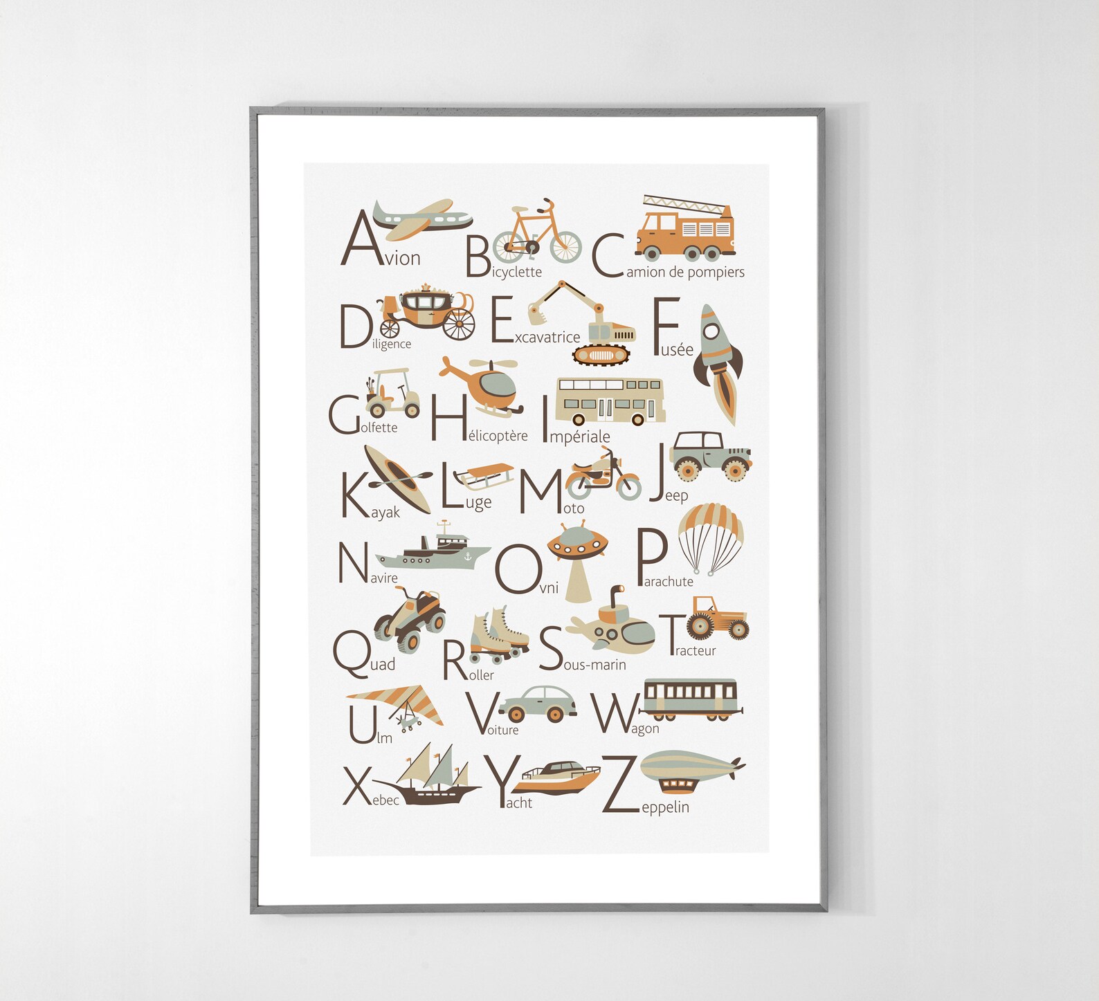 Transports Alphabet Poster From A to Z FRENCH BIG POSTER | Etsy