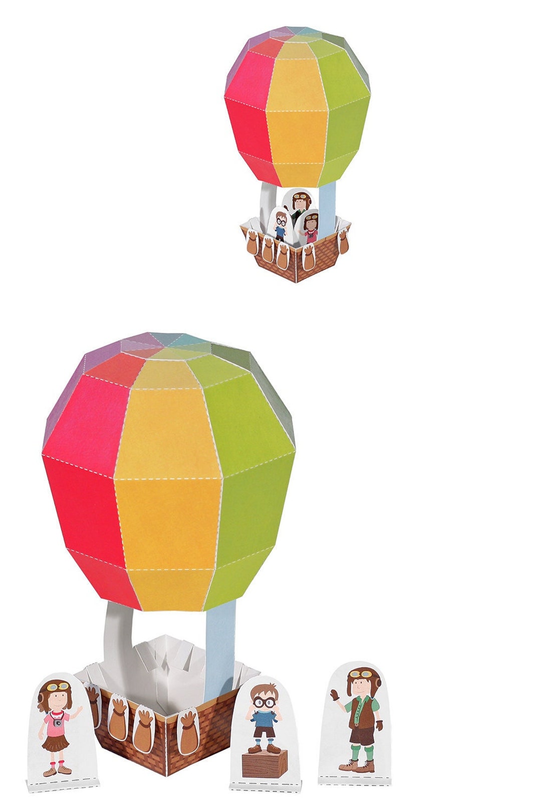 Hot Air Balloon Paper Toy DIY Paper Craft Kit 3D Paper Toy Action Toy ...