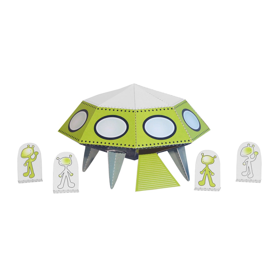 UFO Paper Toy: DIY Craft Kit, 3D Model - Etsy