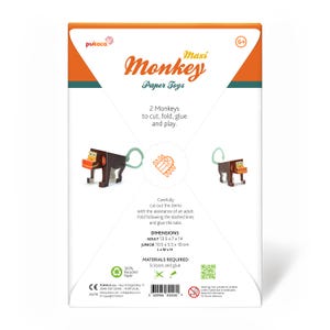Maxi Monkey Paper Toys - DIY Paper Craft Kit - 3D Paper Animals - Kids ...