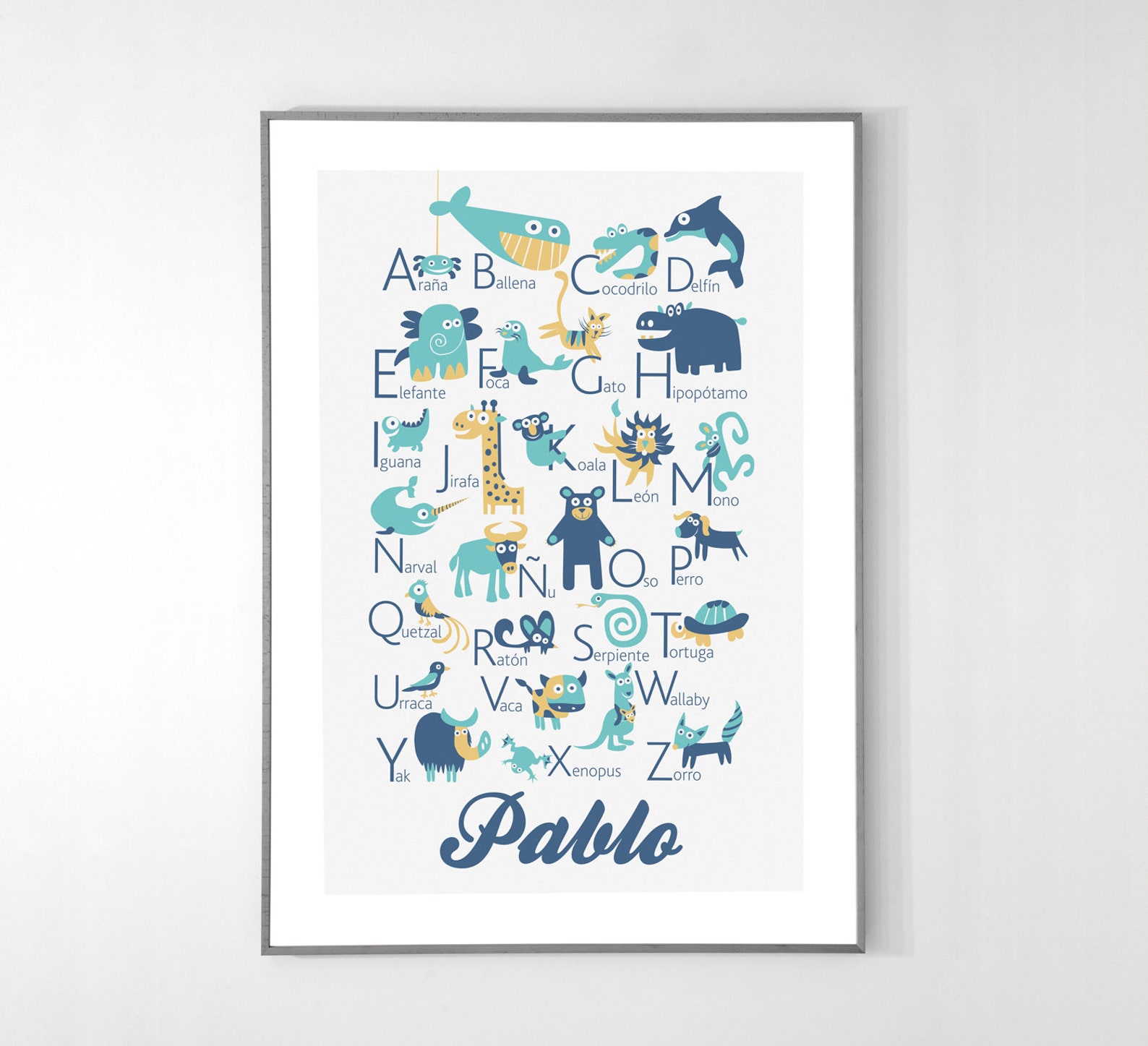 Personalized SPANISH Alphabet Poster With Animals From A to Z - Etsy