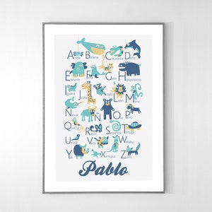 Personalized SPANISH Alphabet Poster With Animals From A to Z, BIG ...