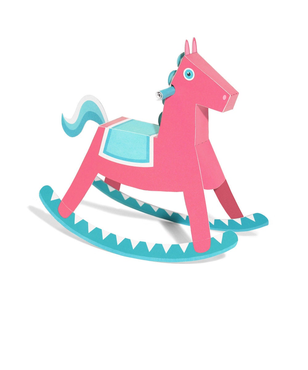 Rocking Horse Paper Toy DIY Paper Craft Kit Holiday Toy | Etsy